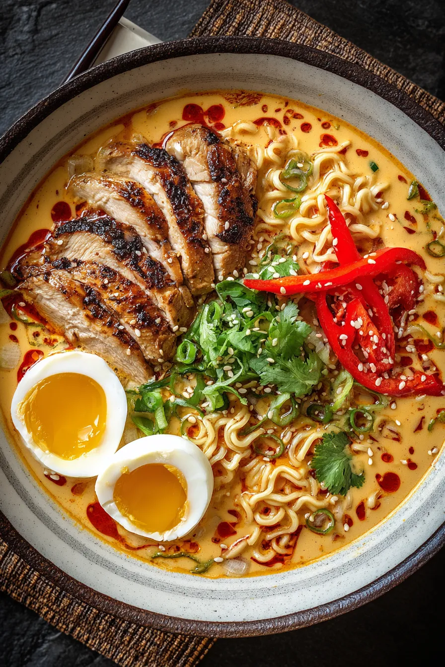 Fiery Chicken Ramen with Creamy Garlic Sauce – Recipes As Seen