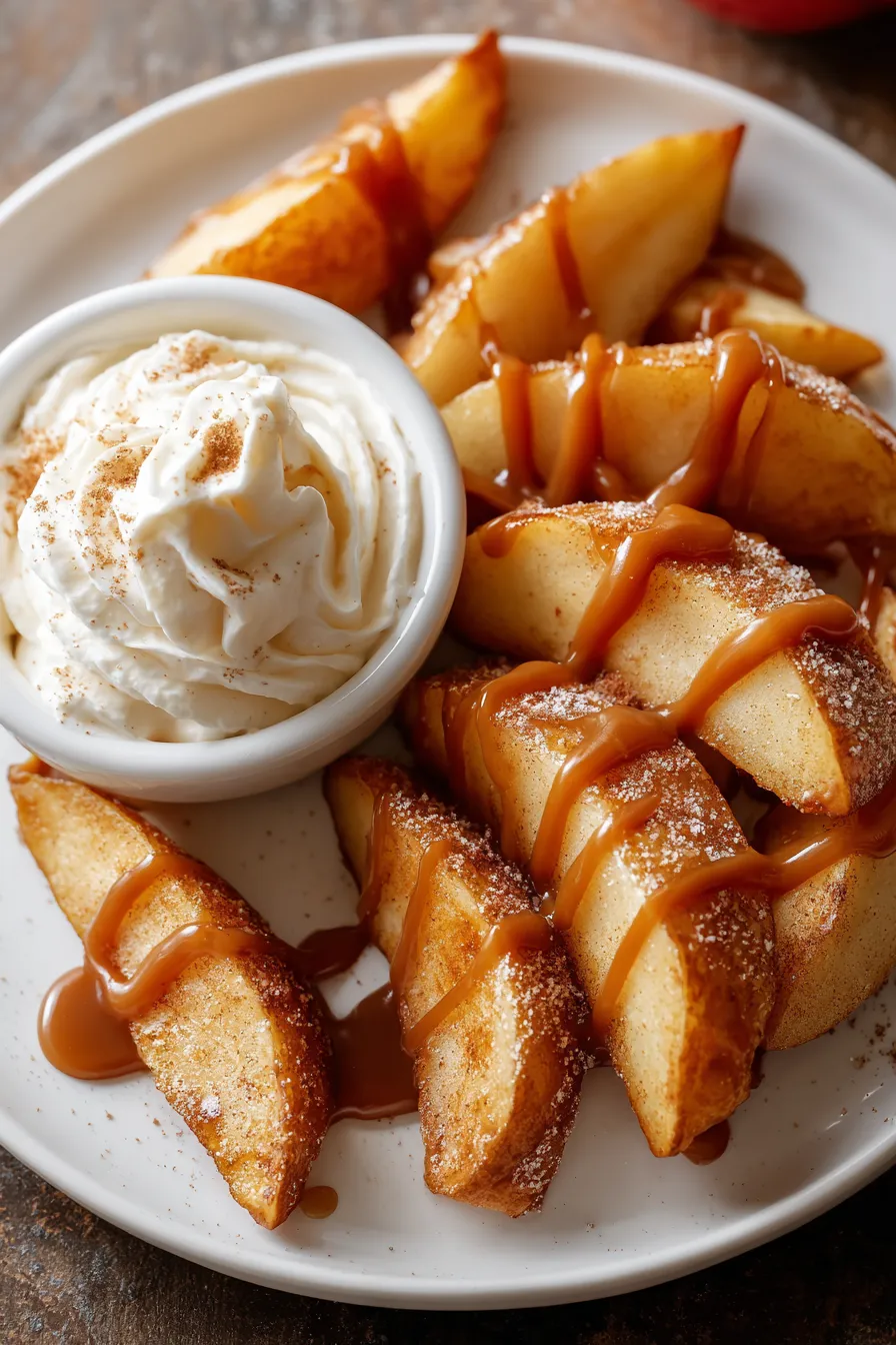 Air Fried Apple Wedges with Caramel Whipped Cream Dipping Sauce ...